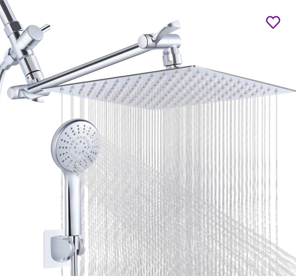 Voltage Bids - Dual Shower Head Combo, Chrome Square Head & Hand Shower